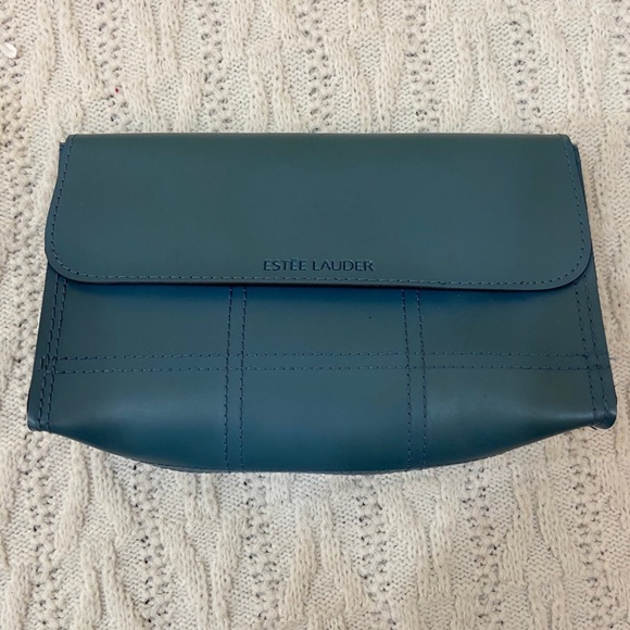 Estee Lauder | Bags | Estee Lauder Blue Faux Leather Cosmetic Purse ...